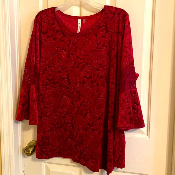 NY Collection | Tops | Ny Collection Blouse 2x Red Velvety | Poshmark